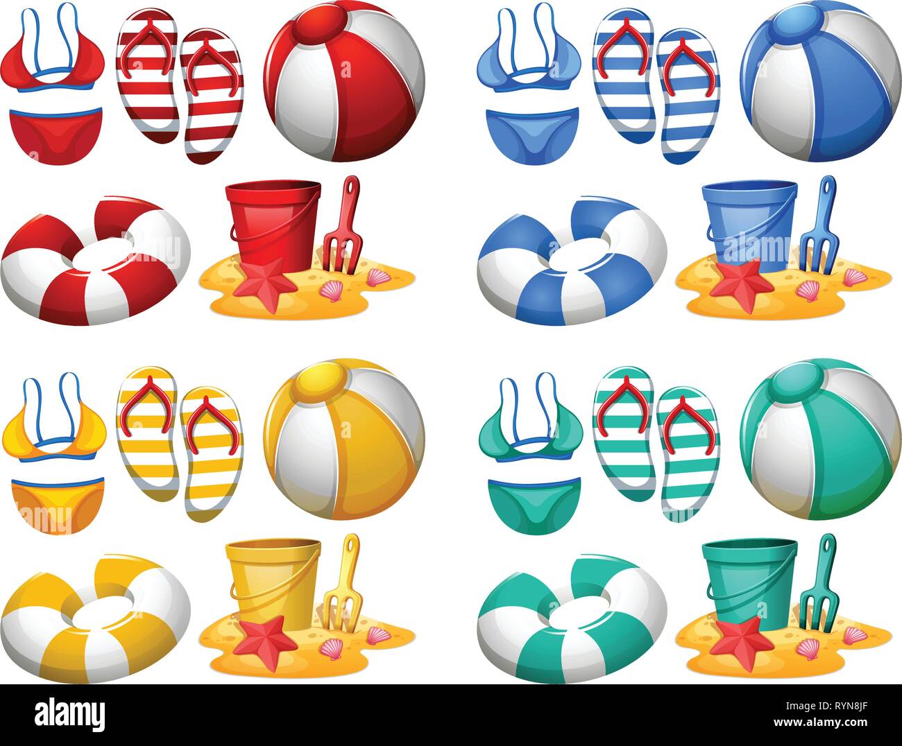 Set of beach elements illustration Stock Vector Image & Art - Alamy