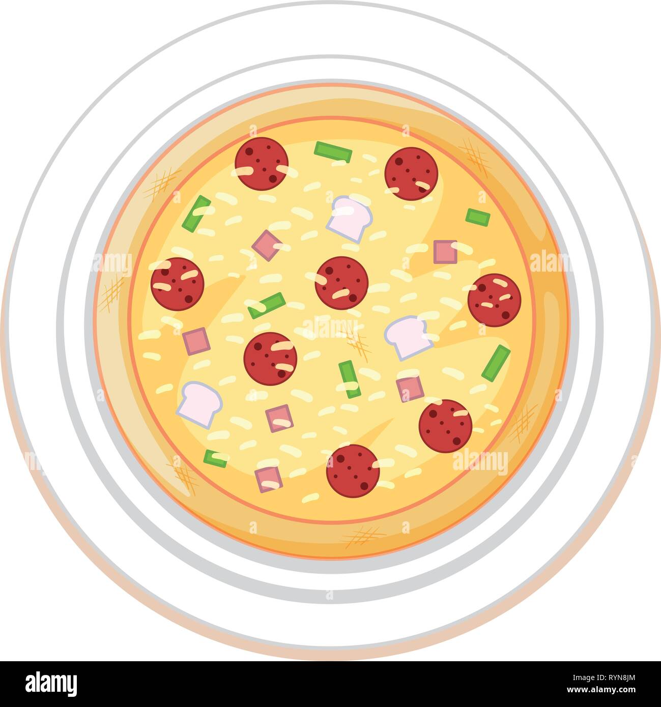 Pizza on plate white background illustration Stock Vector Image & Art ...