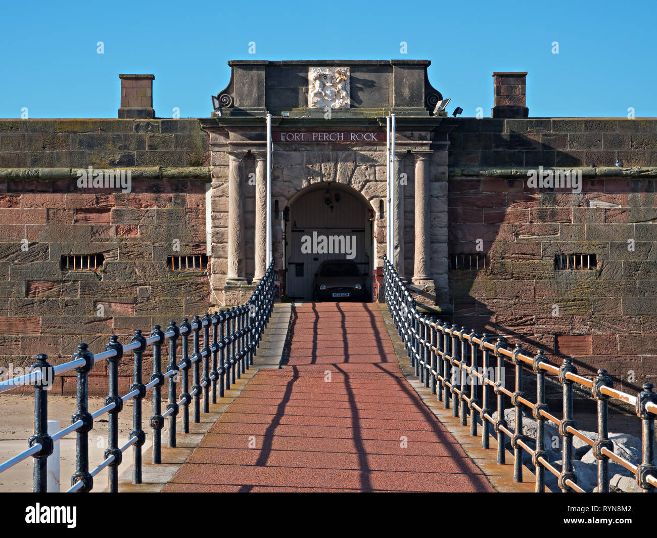 Fort Perch Rock in New Brighton Merseyside with a clear blue sky Stock ...