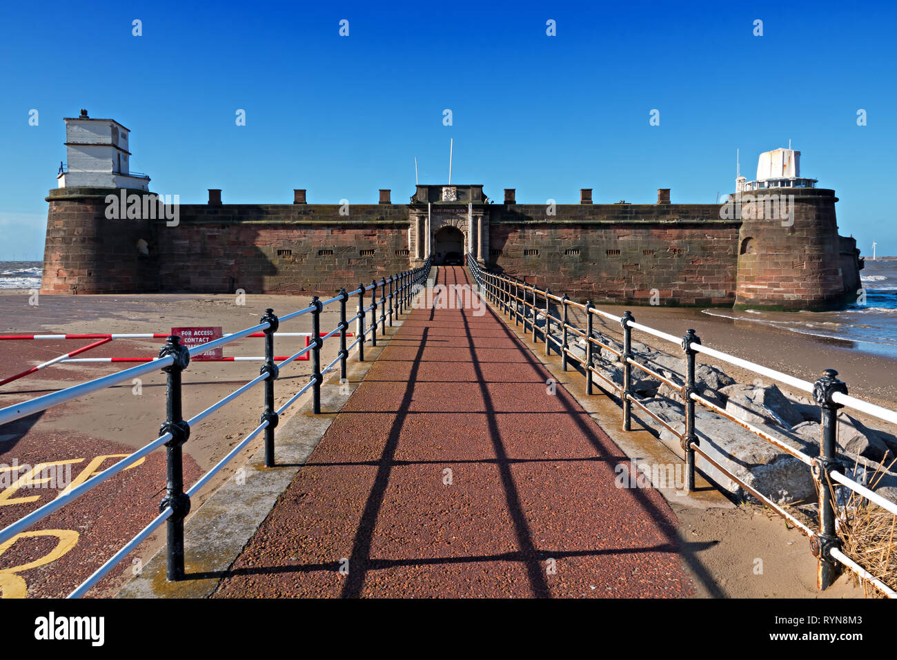 Fort Perch Rock in New Brighton Merseyside with a clear blue sky Stock ...