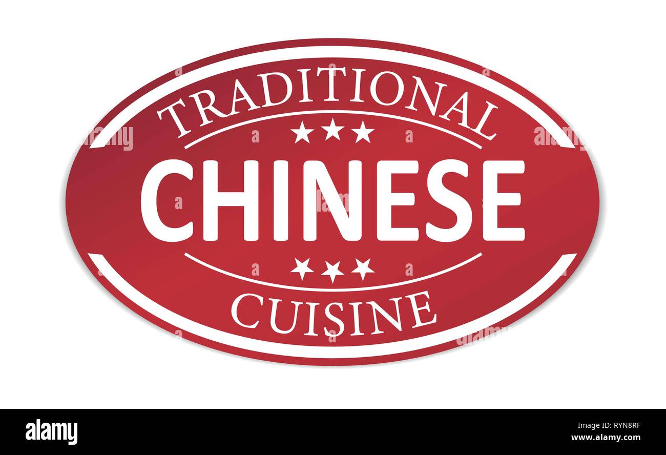 traditional chinese cuisine paper web badge logo icon with stars Stock ...