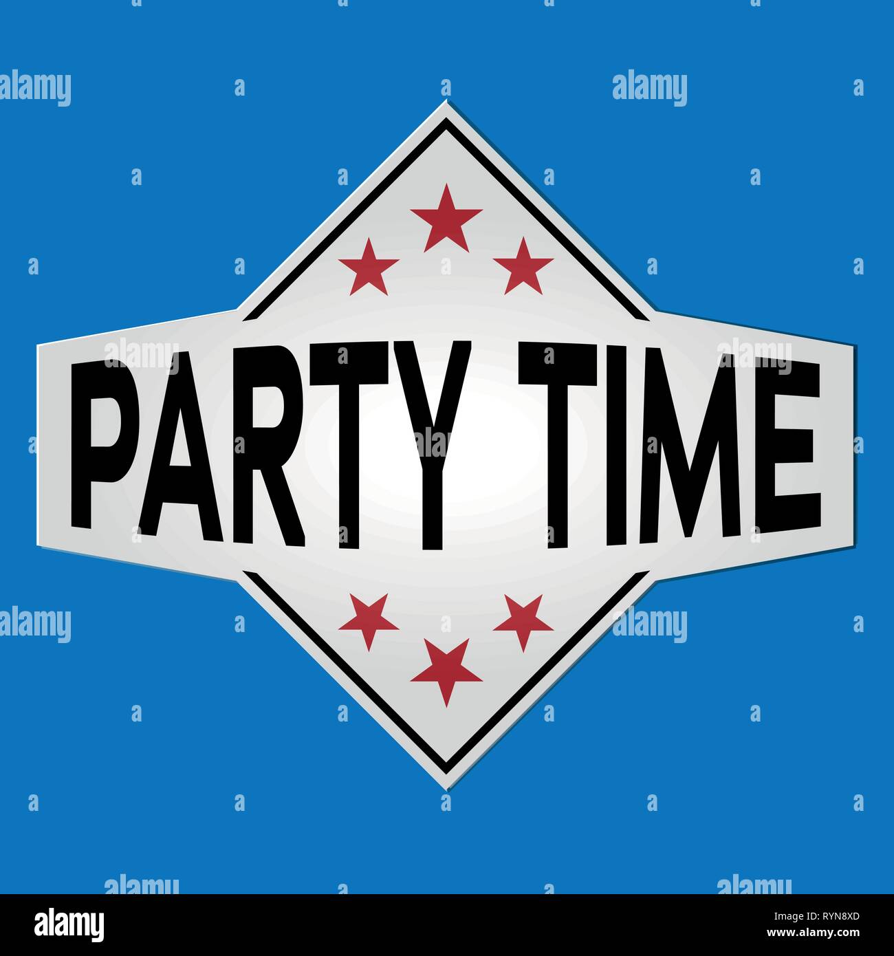 party time paper web badge logo icon with stars Stock Vector Image ...