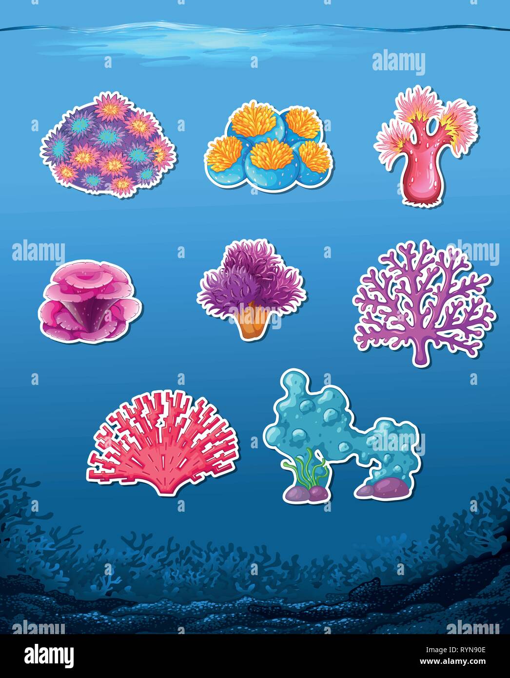 Set of coral sticker illustration Stock Vector Image & Art - Alamy