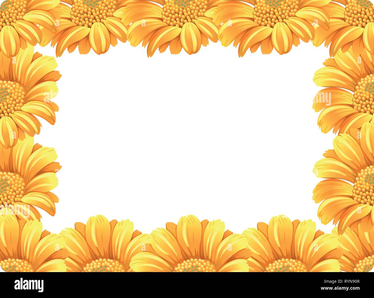 Yellow daisy flower border illustration Stock Vector Image & Art - Alamy