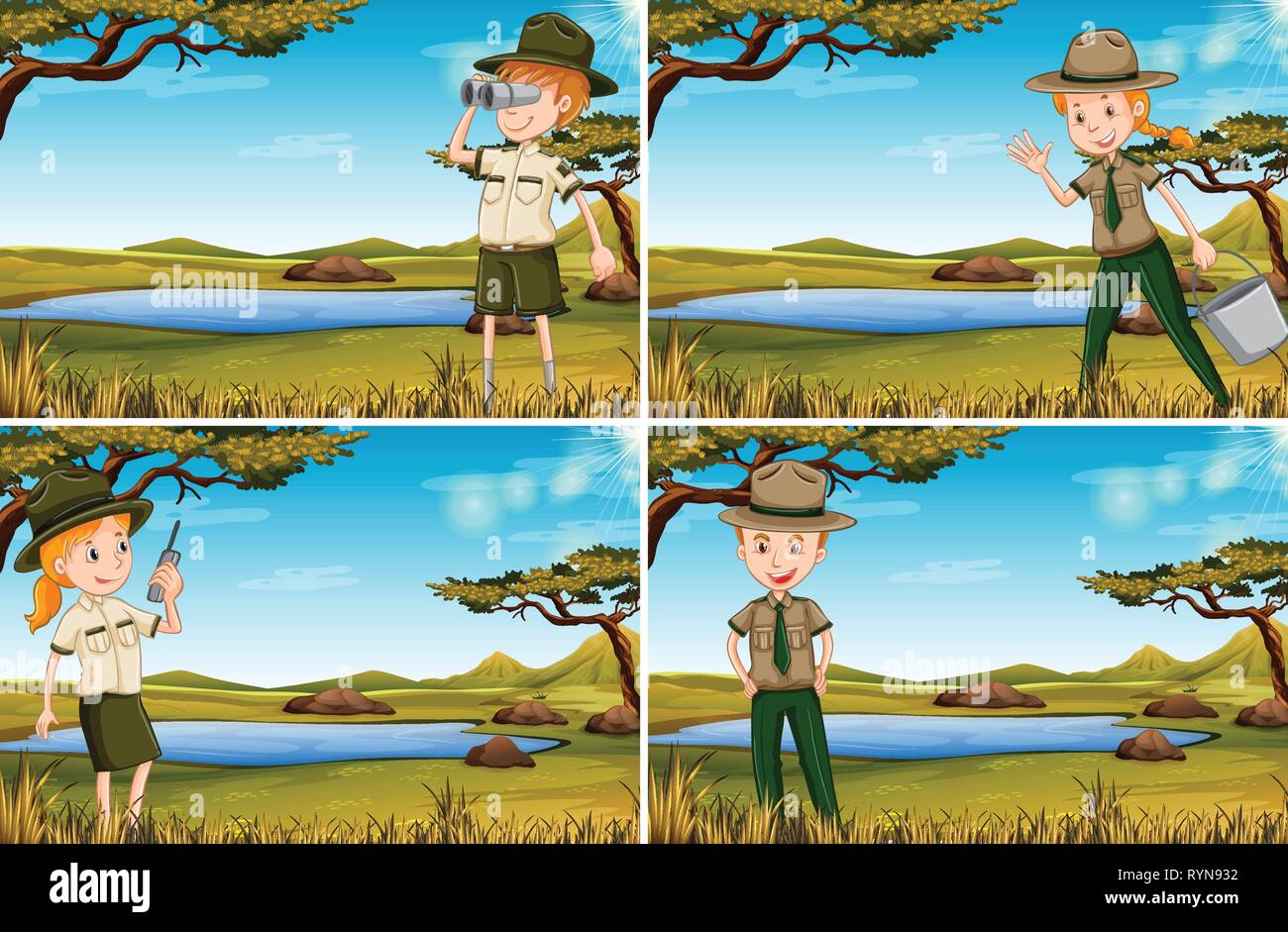Set of park rangers illustration Stock Vector Image & Art - Alamy