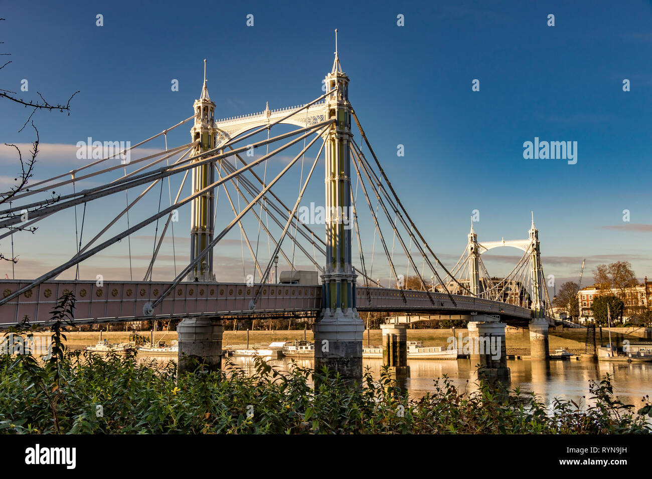 Albert Bridge ,built in 1873, connects Chelsea in Central London on the ...