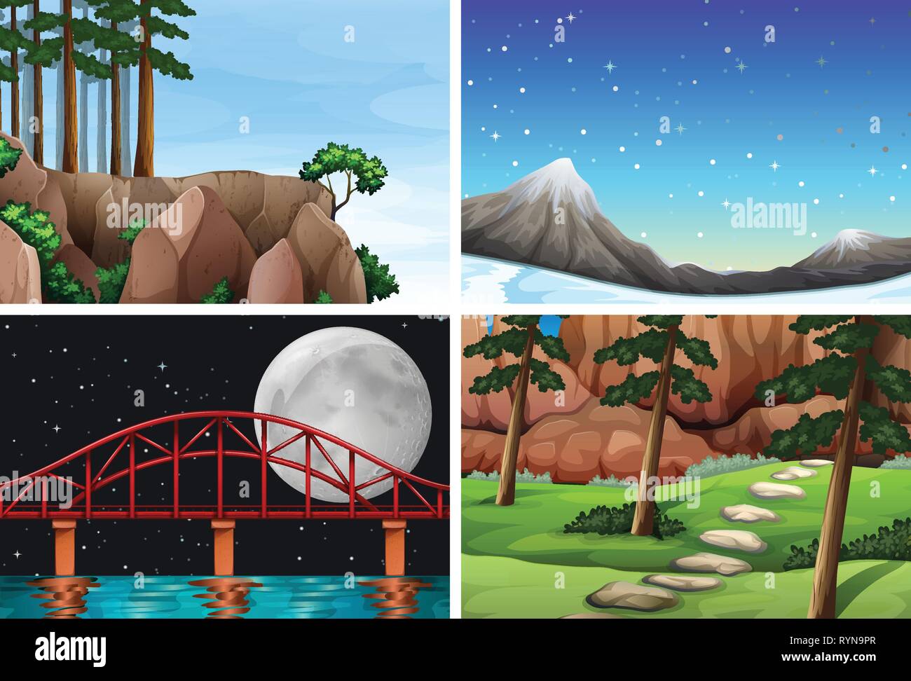 Set of nature landscape illustration Stock Vector Image & Art - Alamy