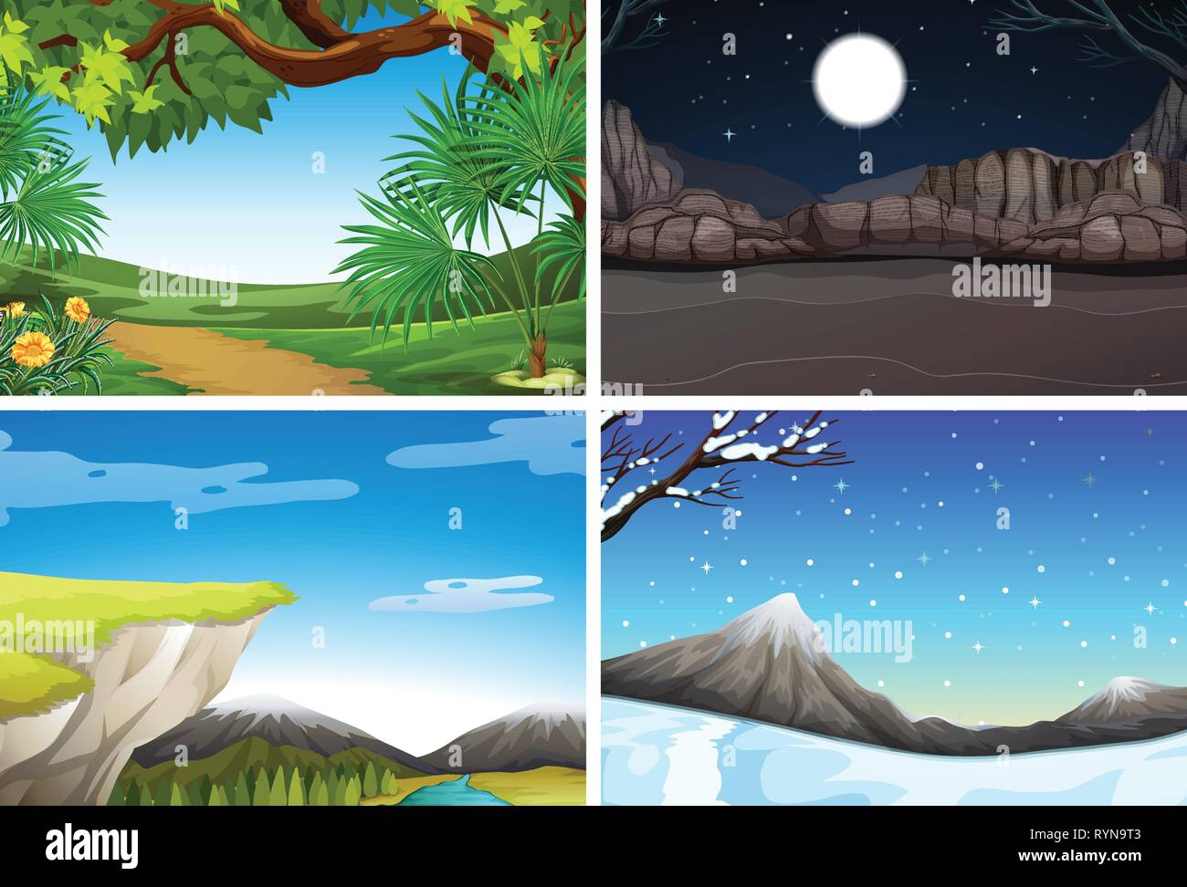 Set of nature landscape illustration Stock Vector Image & Art - Alamy