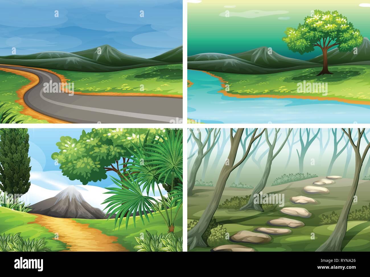 Set of nature scenes illustration Stock Vector Image & Art - Alamy