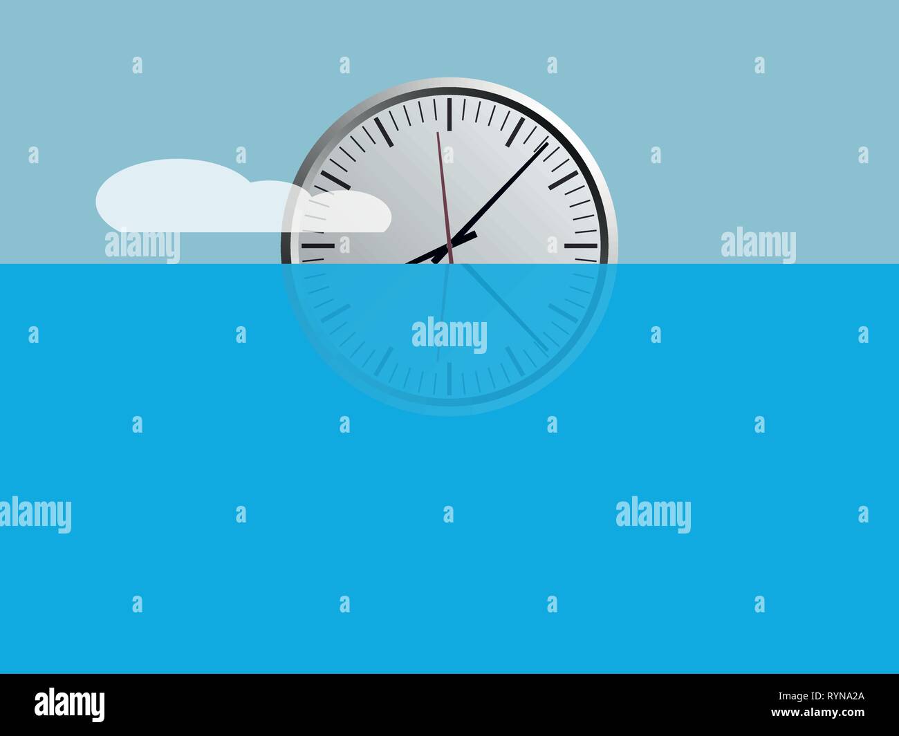 Clock rise, conceptual vector with rising watch instead of sun Stock ...