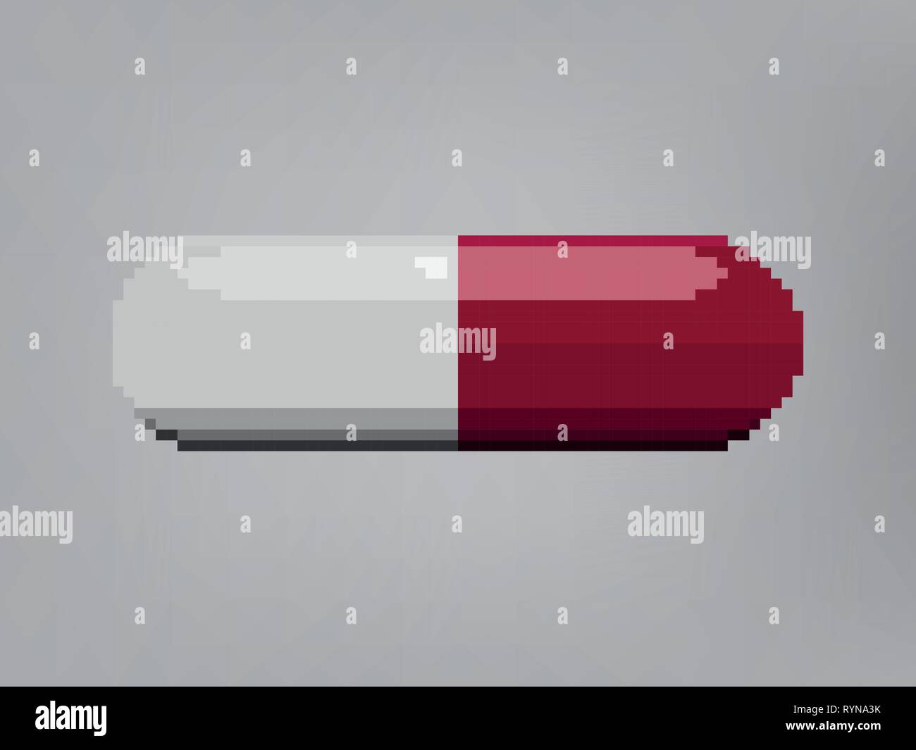 Pixel vector illustration of pill in red and white Stock Vector Image ...