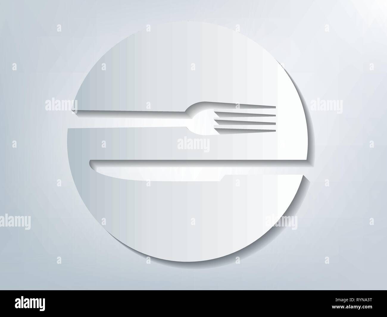 Plate and cutlery with 3D effect Stock Vector Image & Art - Alamy