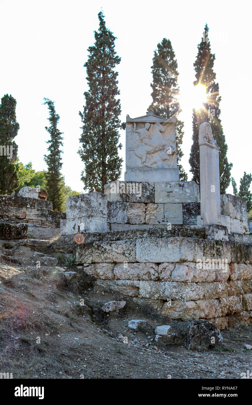 ancient Tombstone on Kerameikos graveyard, Athens, Greece Stock Photo ...