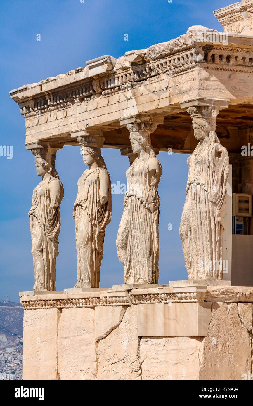 The Porch of the Caryatids, Erechtheion, Acropolis in Athens, Greece ...