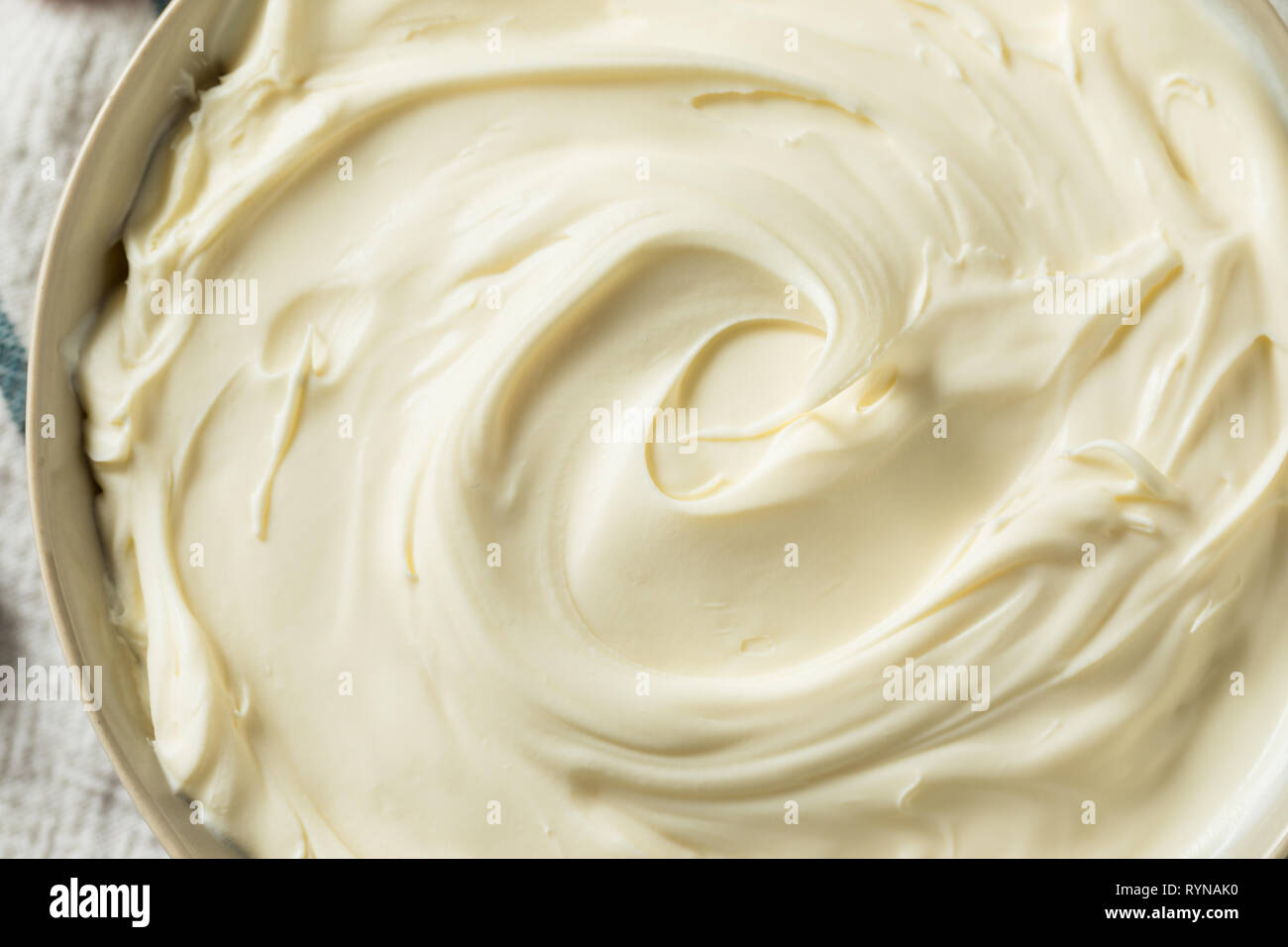 Creamy Homemade Mascarpone Cheese in a Bowl Stock Photo - Alamy