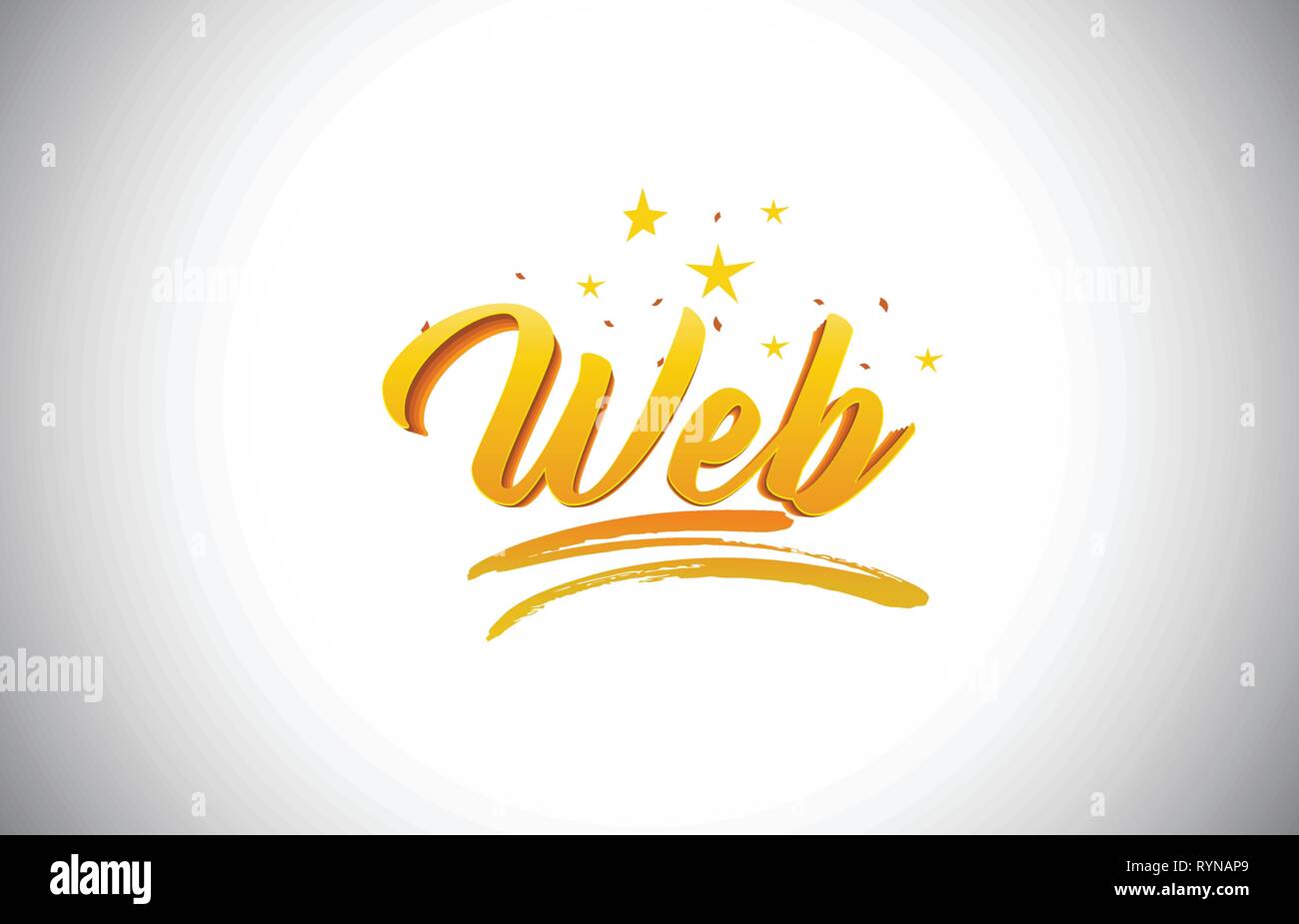 Web Golden Yellow Word Text with Handwritten Gold Vibrant Colors and ...