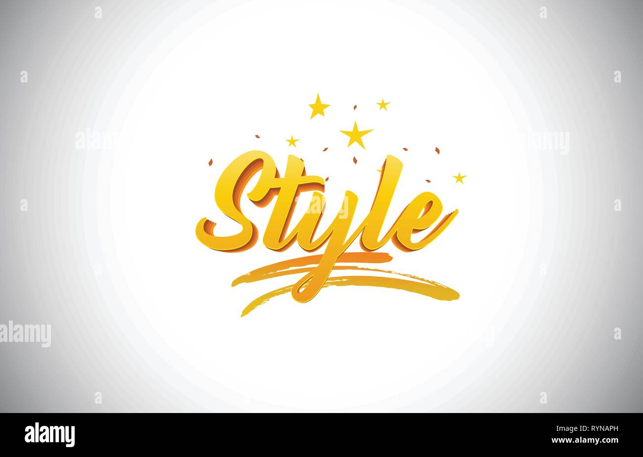 Style Golden Yellow Word Text with Handwritten Gold Vibrant Colors and ...