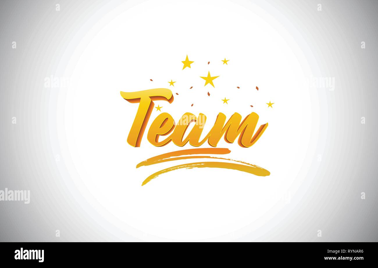 Team Golden Yellow Word Text with Handwritten Gold Vibrant Colors and ...