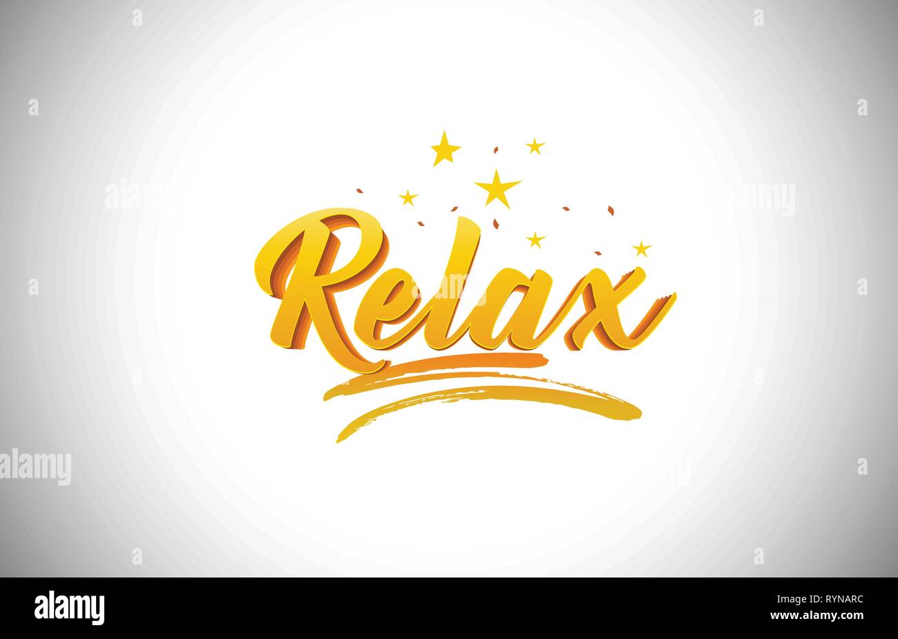 Relax Golden Yellow Word Text with Handwritten Gold Vibrant Colors and ...