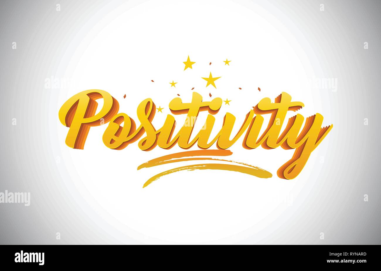 Positivity Golden Yellow Word Text with Handwritten Gold Vibrant Colors ...