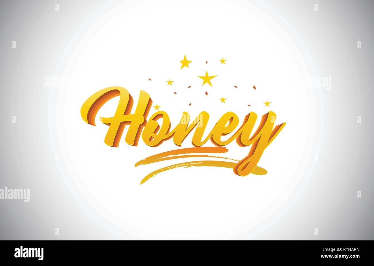 Honey Golden Yellow Word Text with Handwritten Gold Vibrant Colors and ...