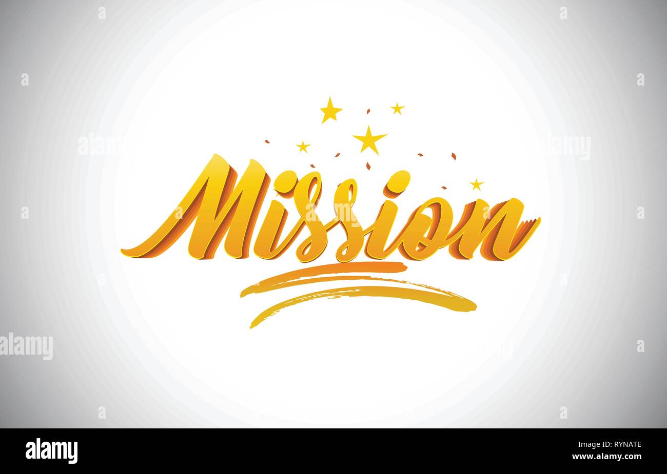 Mission Golden Yellow Word Text with Handwritten Gold Vibrant Colors ...