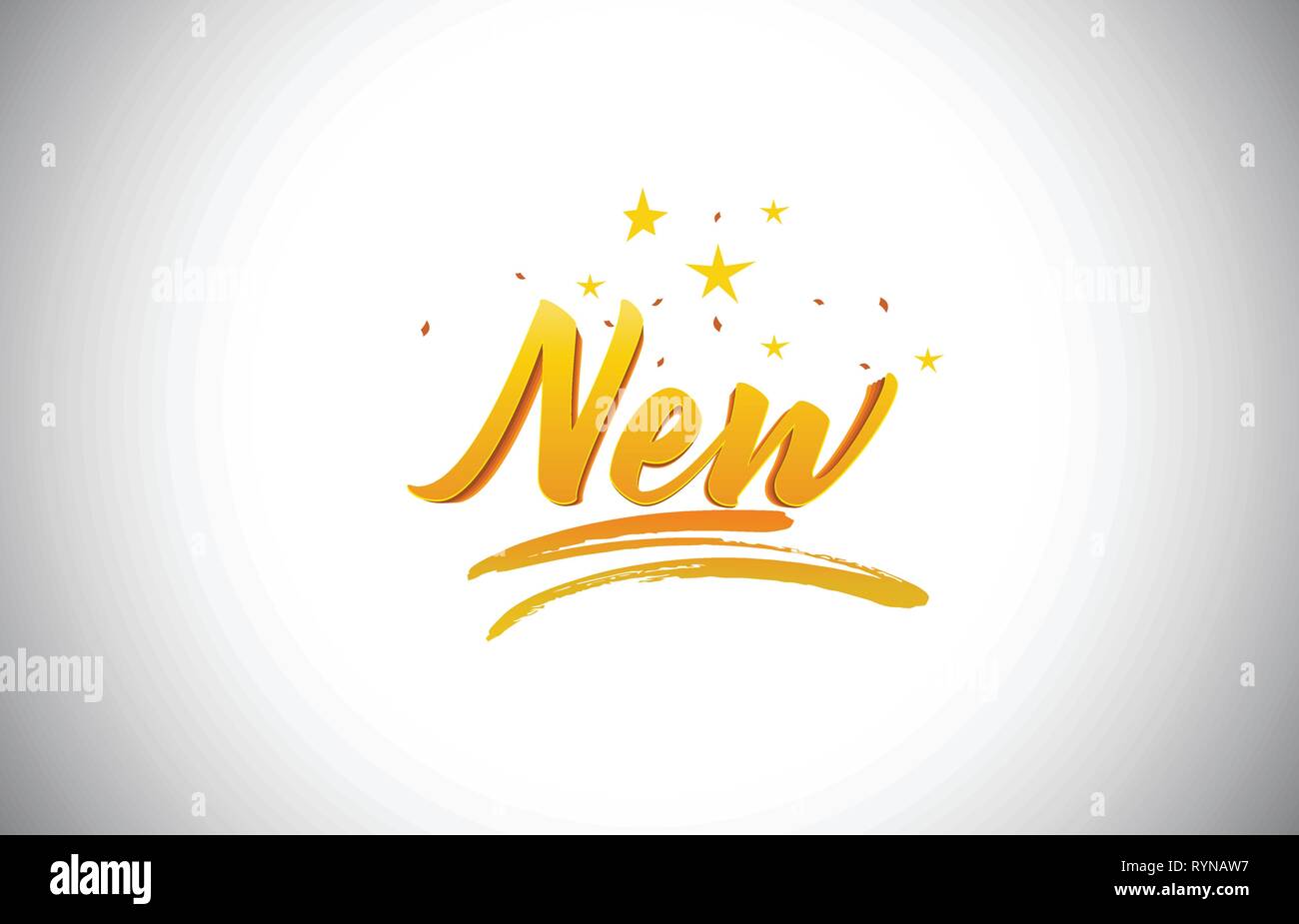 New Golden Yellow Word Text with Handwritten Gold Vibrant Colors and ...