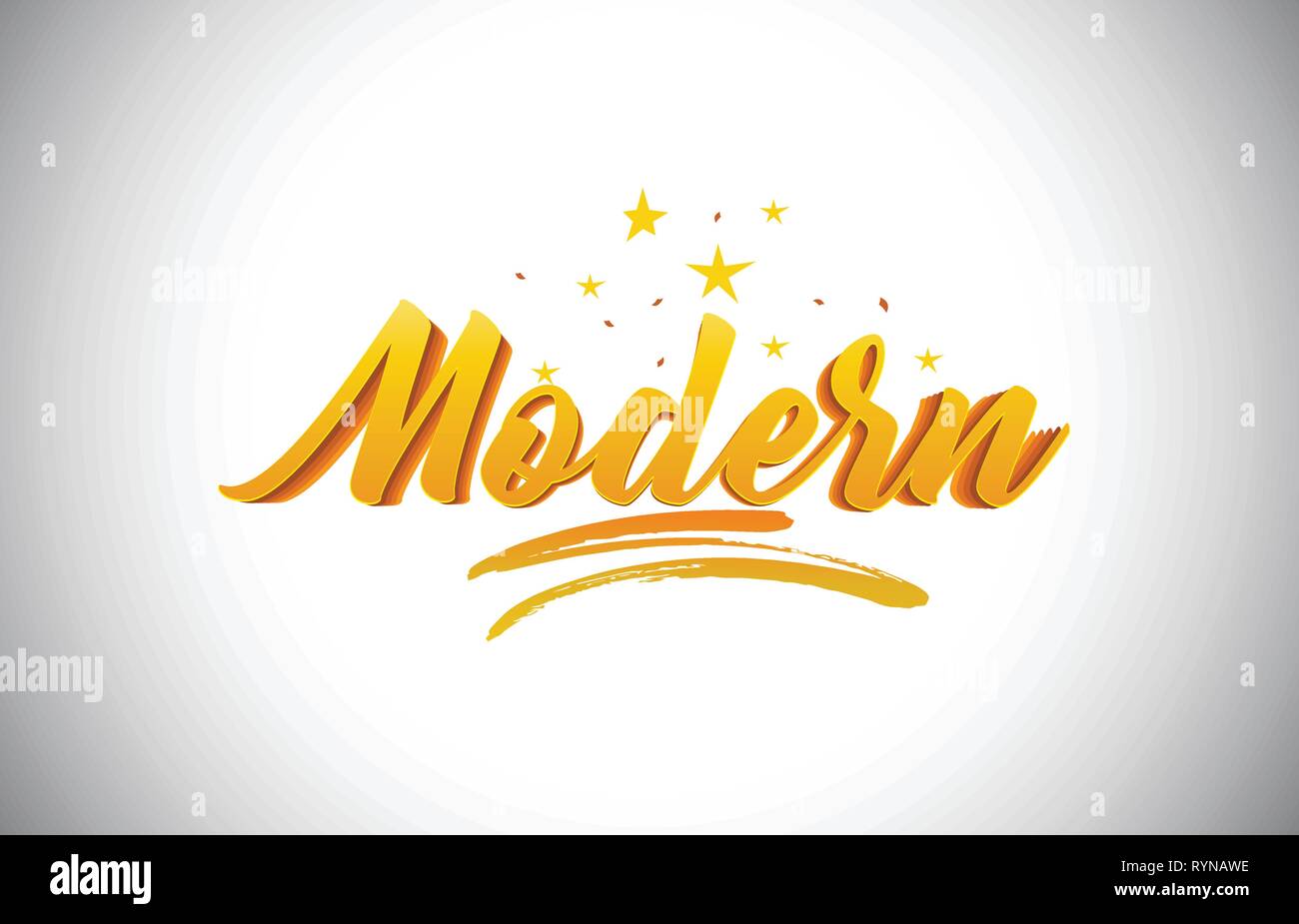 Modern Golden Yellow Word Text with Handwritten Gold Vibrant Colors and ...