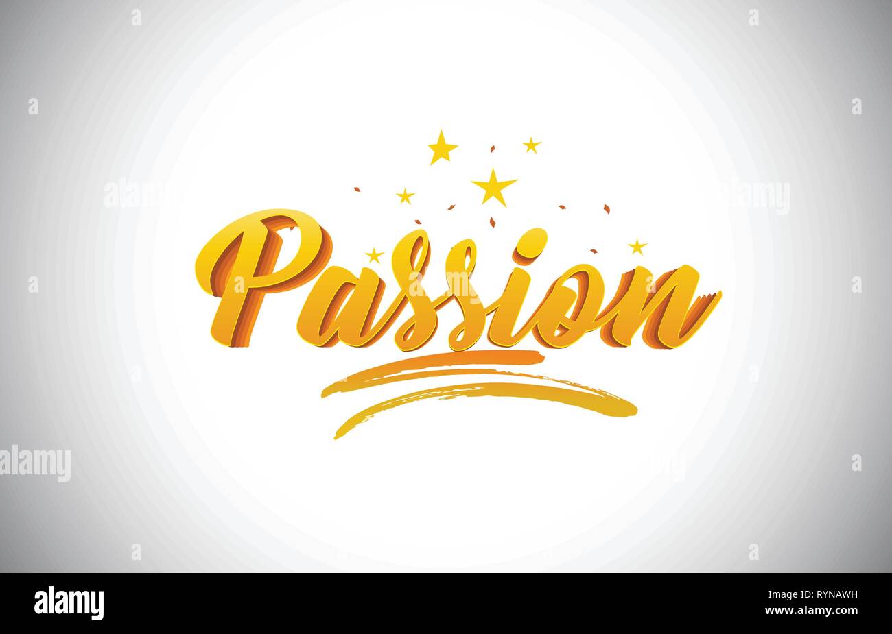 Passion Golden Yellow Word Text with Handwritten Gold Vibrant Colors ...