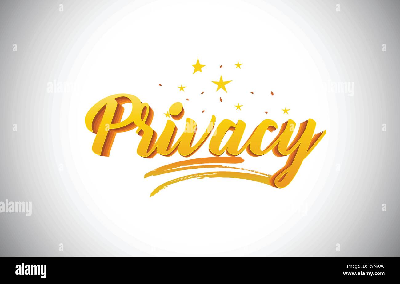 Privacy Golden Yellow Word Text with Handwritten Gold Vibrant Colors ...