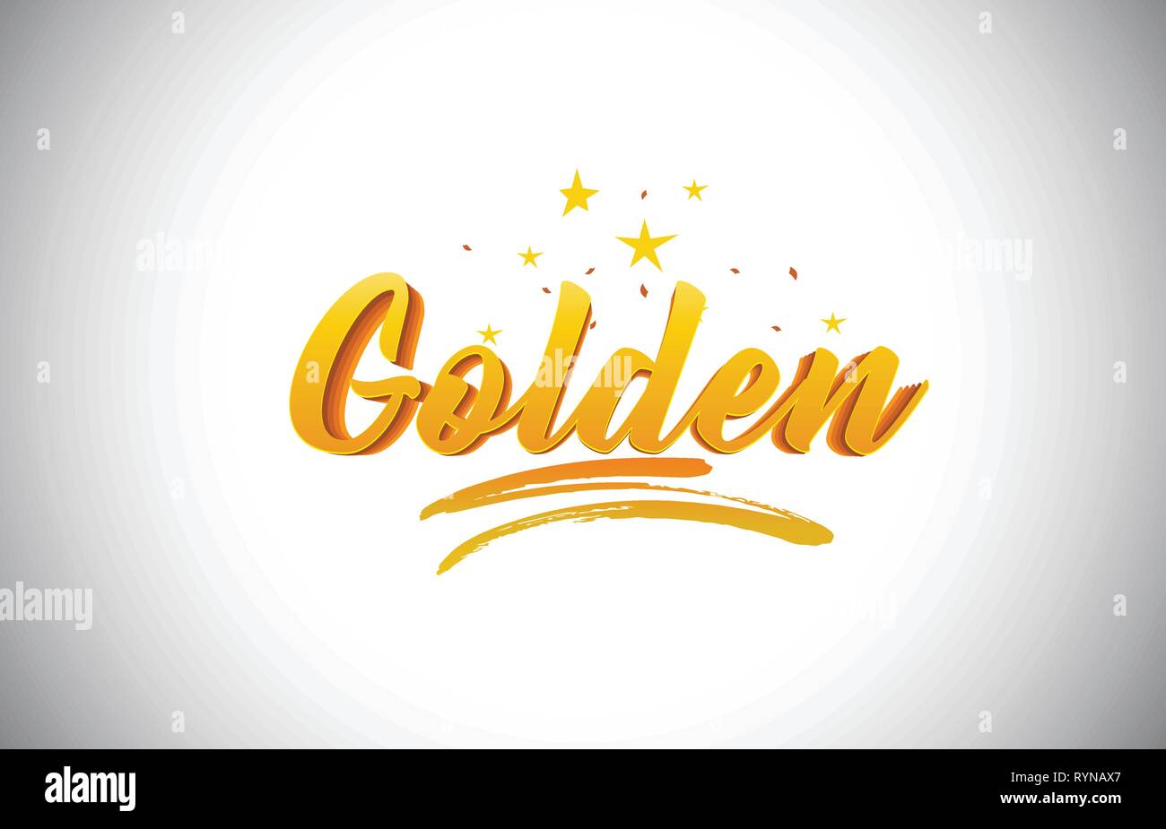 Golden Golden Yellow Word Text with Handwritten Gold Vibrant Colors and ...