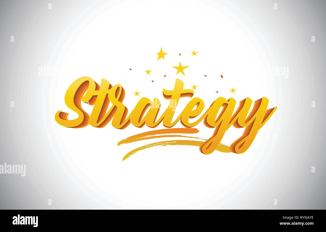 Strategy Golden Yellow Word Text with Handwritten Gold Vibrant Colors ...