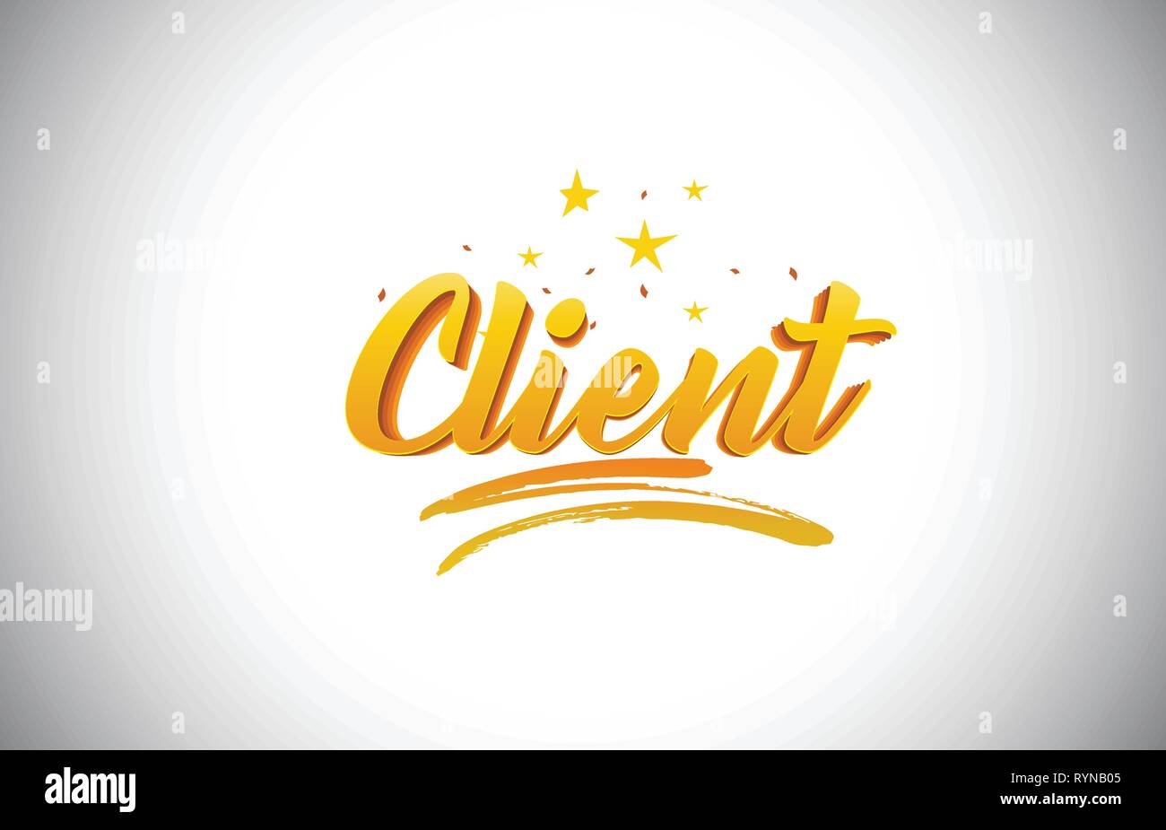 Client Golden Yellow Word Text with Handwritten Gold Vibrant Colors and ...