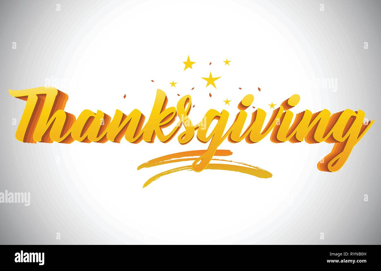 Thanksgiving Golden Yellow Word Text with Handwritten Gold Vibrant ...