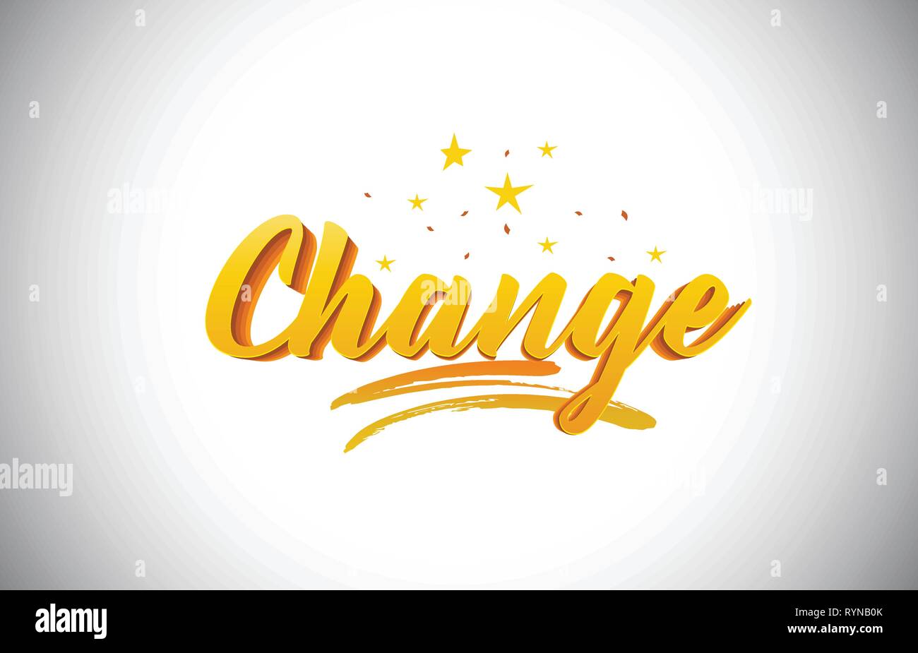 Change Golden Yellow Word Text with Handwritten Gold Vibrant Colors and ...