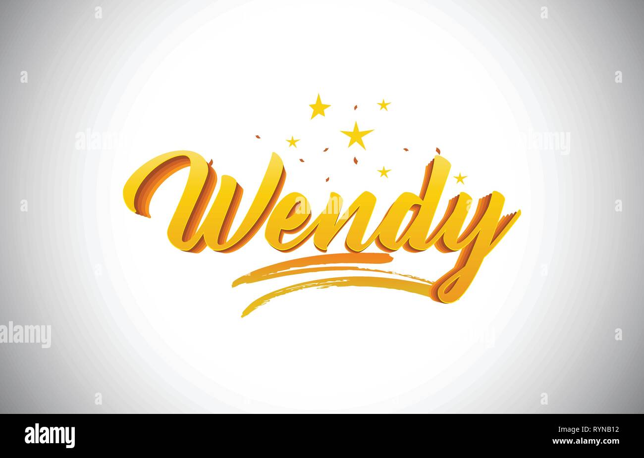 Wendy Golden Yellow Word Text with Handwritten Gold Vibrant Colors and ...