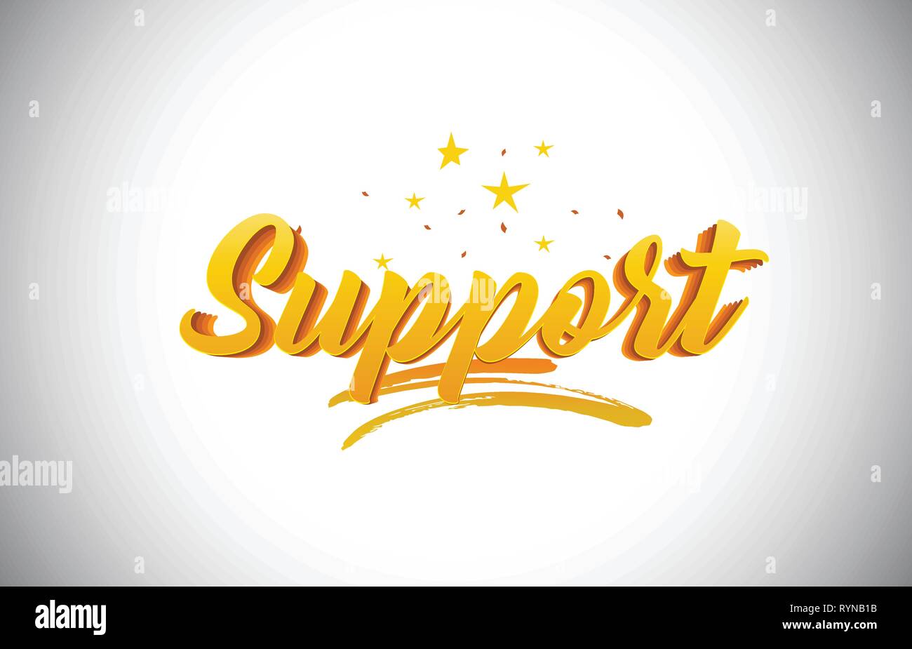 Support Golden Yellow Word Text with Handwritten Gold Vibrant Colors ...