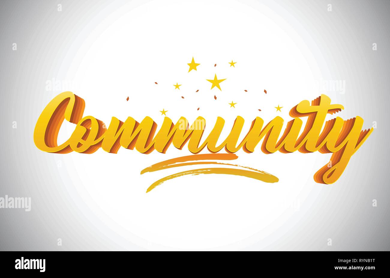 Community Golden Yellow Word Text with Handwritten Gold Vibrant Colors ...