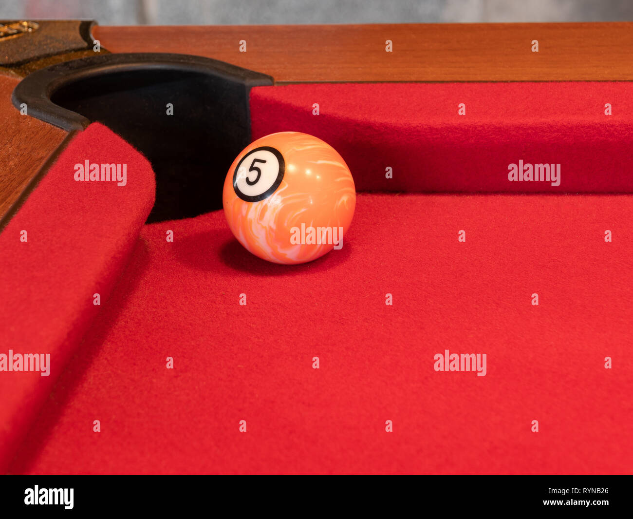 Five ball on a pool table Stock Photo - Alamy