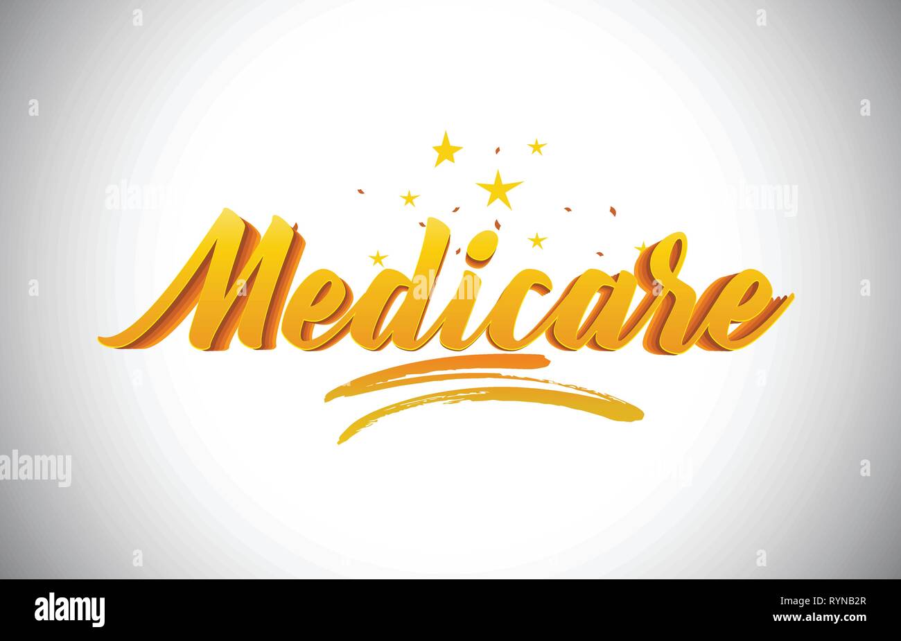 Medicare Golden Yellow Word Text with Handwritten Gold Vibrant Colors ...