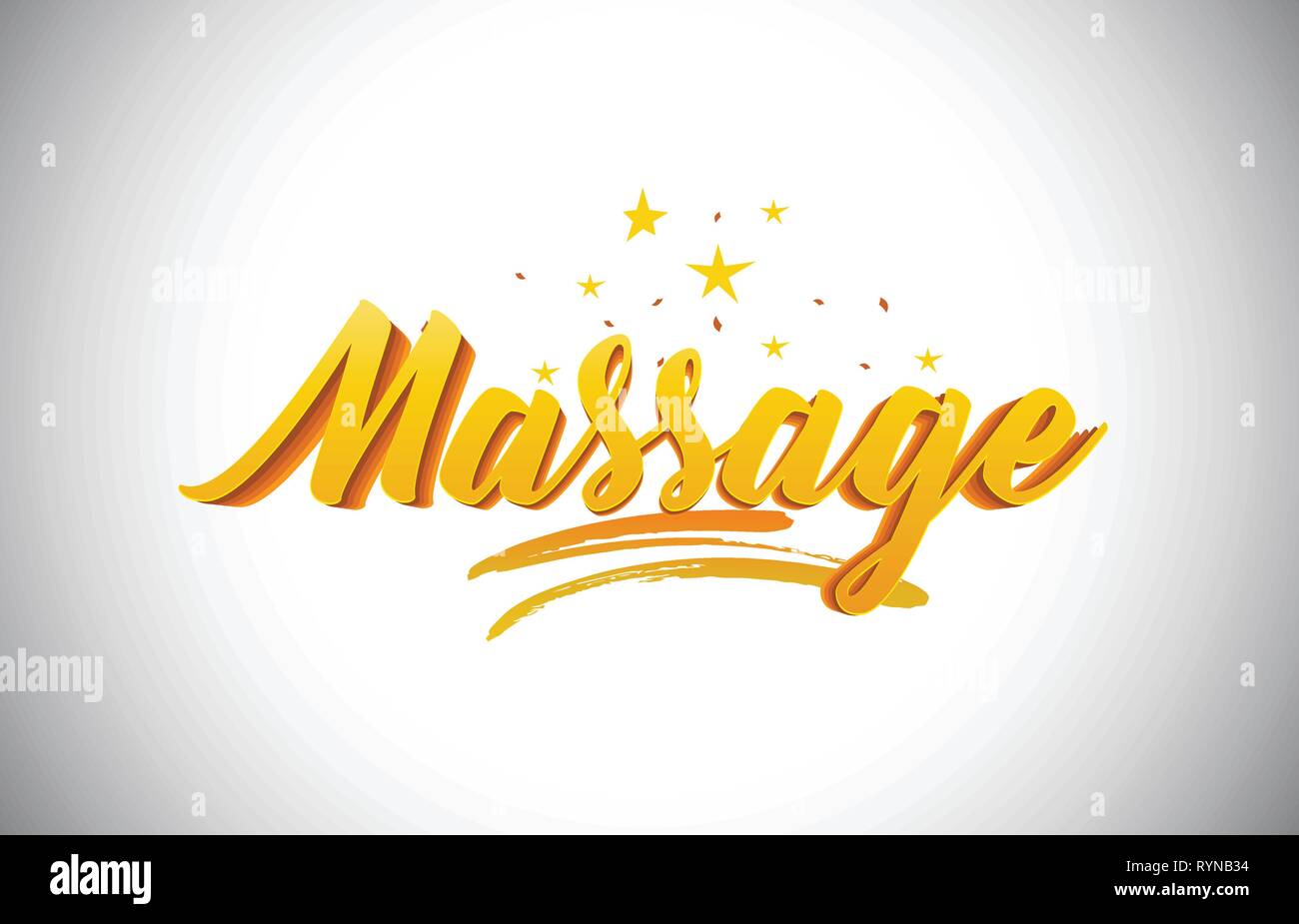 Massage Golden Yellow Word Text with Handwritten Gold Vibrant Colors ...