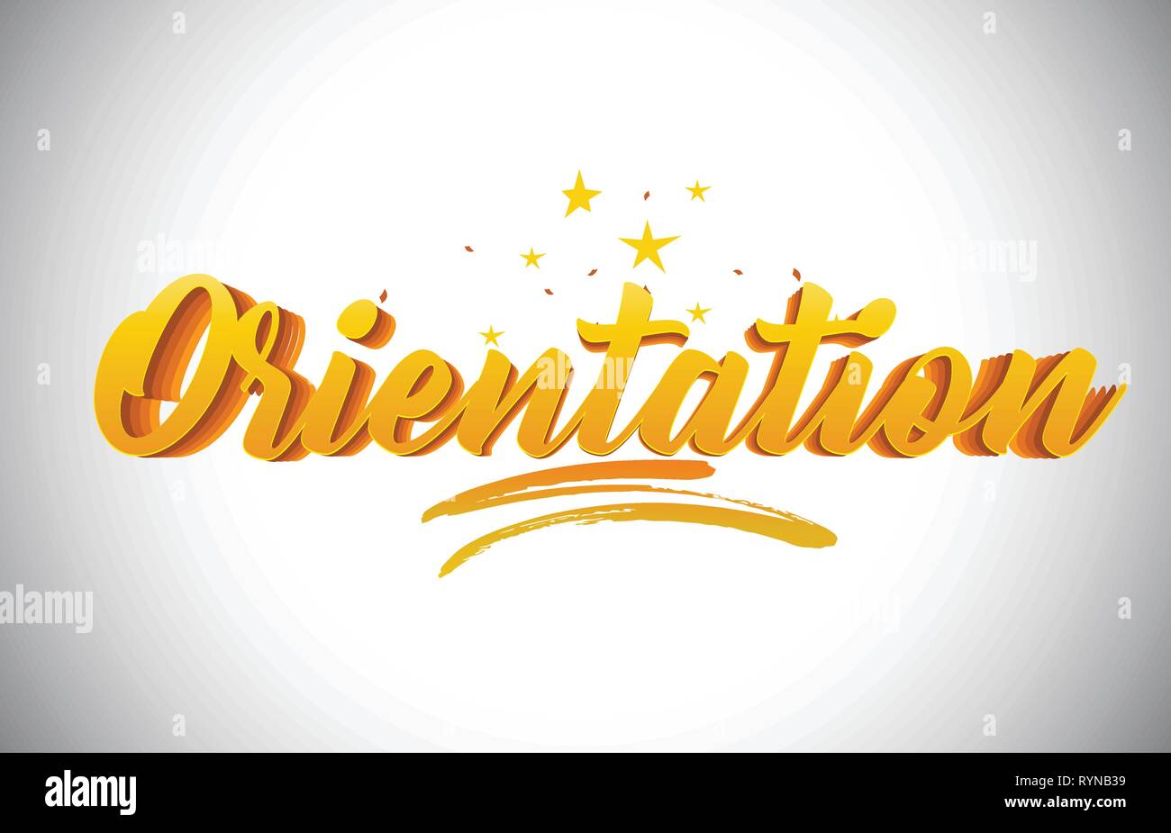 Orientation Golden Yellow Word Text with Handwritten Gold Vibrant ...