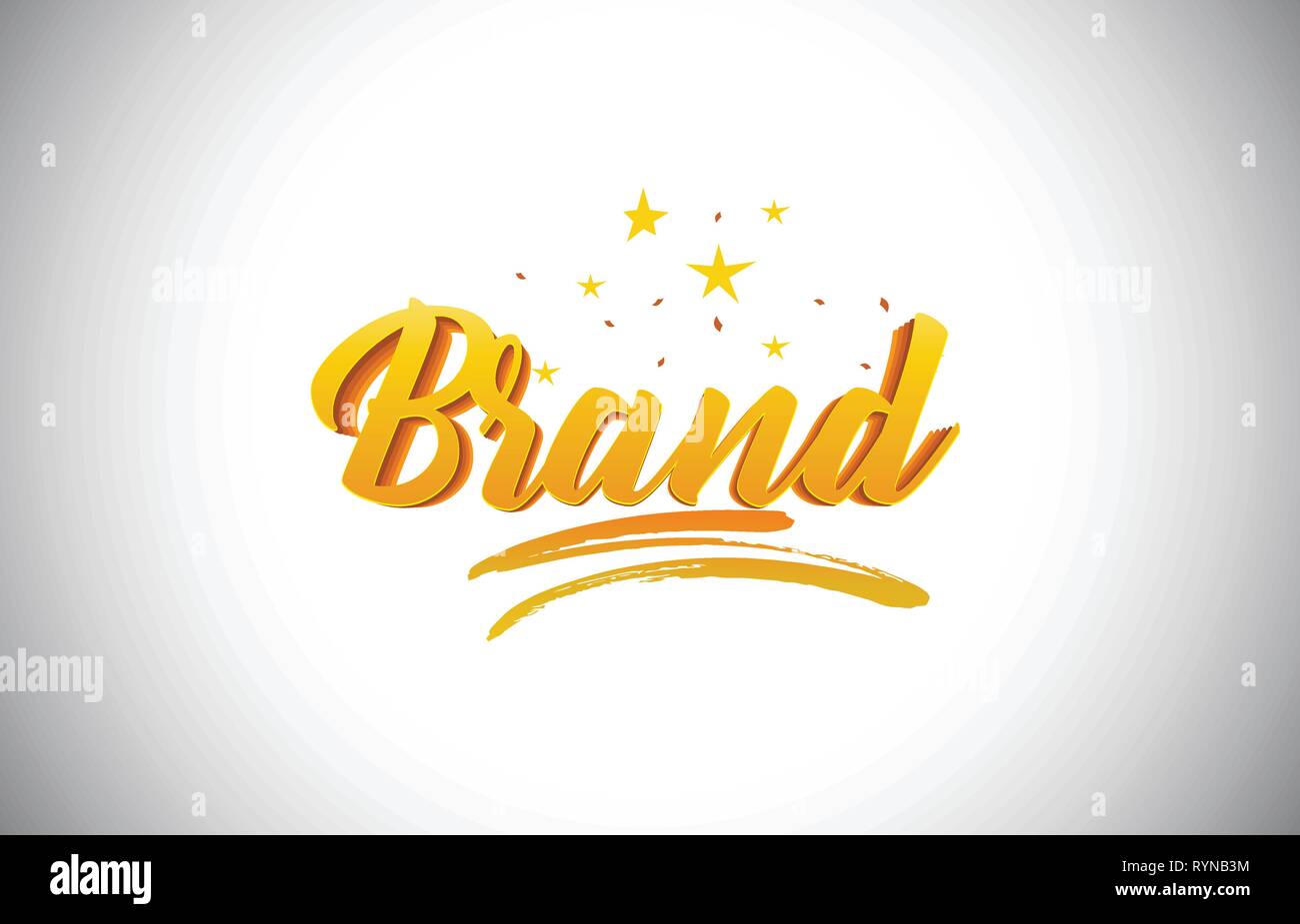 Brand Golden Yellow Word Text with Handwritten Gold Vibrant Colors and ...