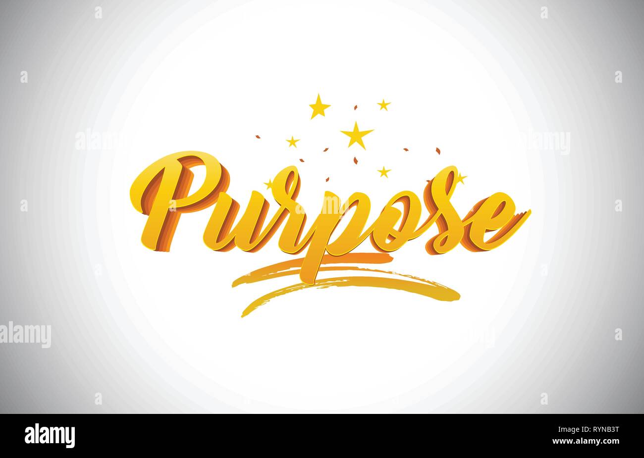 Purpose Golden Yellow Word Text with Handwritten Gold Vibrant Colors ...