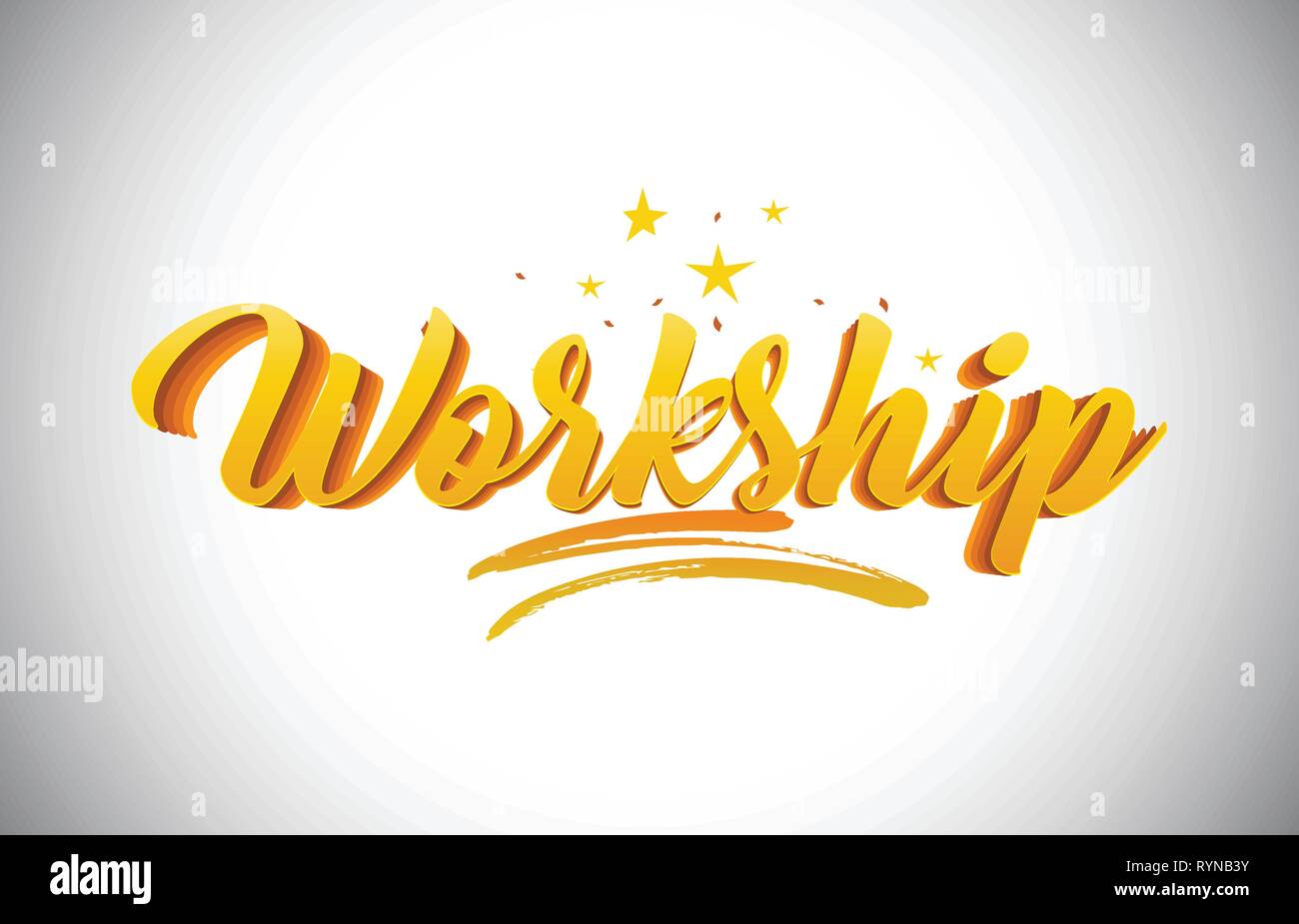 Workship Golden Yellow Word Text with Handwritten Gold Vibrant Colors ...