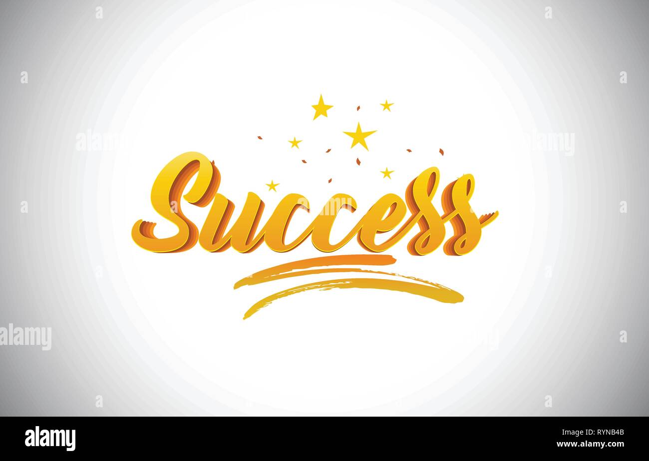 Success Golden Yellow Word Text with Handwritten Gold Vibrant Colors ...