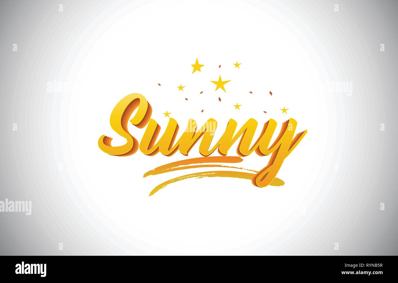 Sunny Golden Yellow Word Text with Handwritten Gold Vibrant Colors and ...