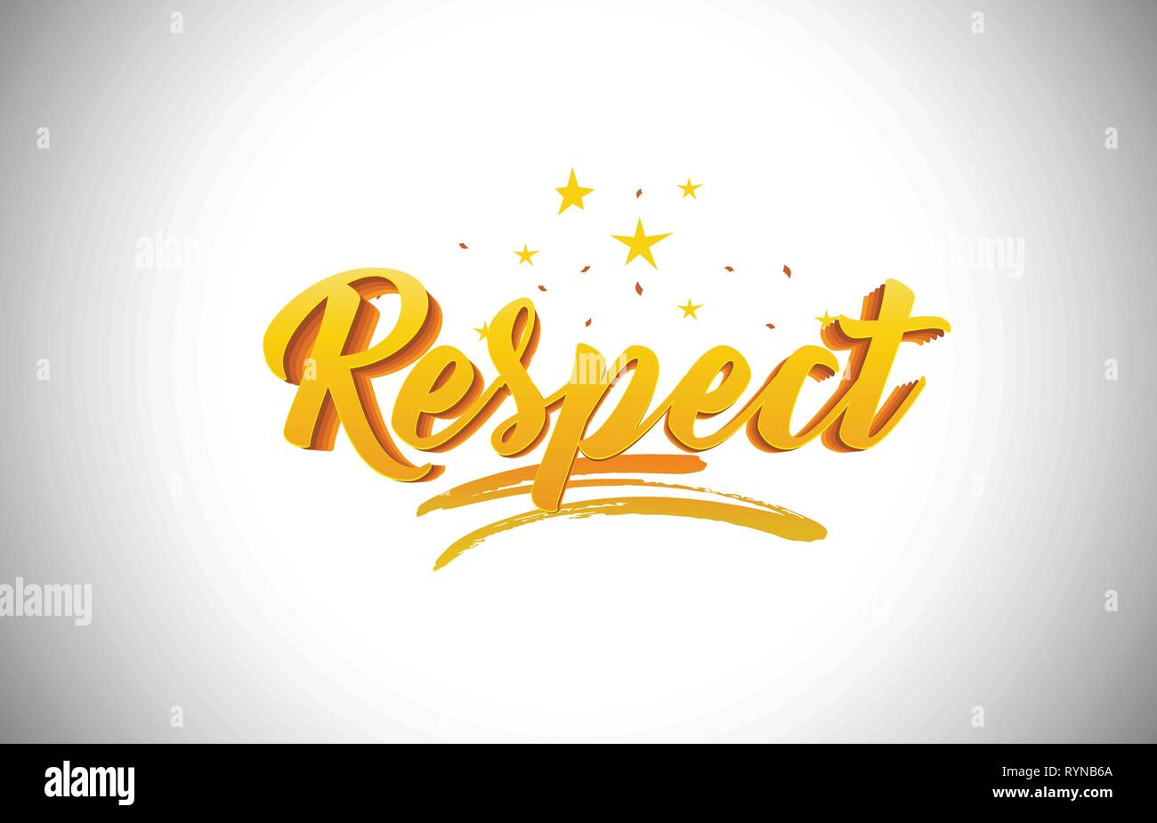 Respect Golden Yellow Word Text with Handwritten Gold Vibrant Colors ...