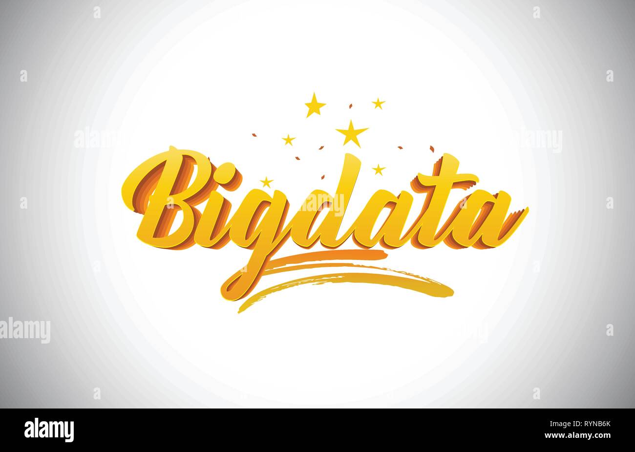 Bigdata Golden Yellow Word Text with Handwritten Gold Vibrant Colors ...