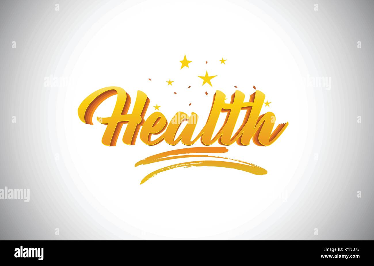 Health Golden Yellow Word Text with Handwritten Gold Vibrant Colors and ...